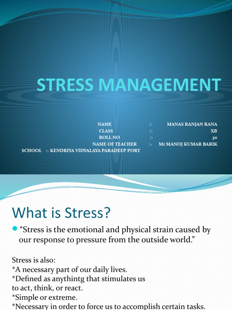 Stress Management PPT Project | PDF | Stress (Biology) | Relaxation ...
