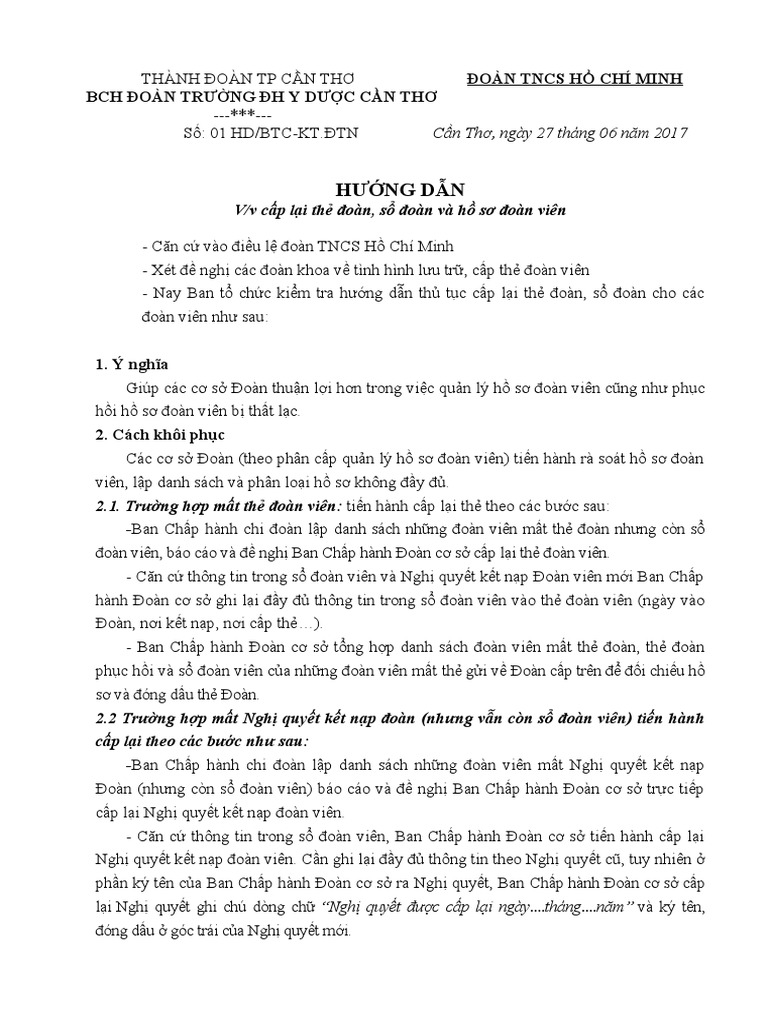 2862 - HD 01 Thu Tuc Ho So Doan Vien | PDF