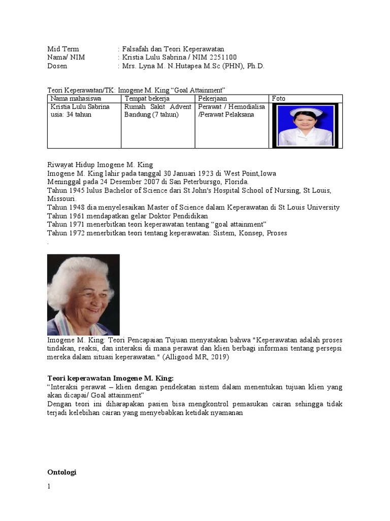 Assgmnt - FALSAFAH TEORI IMOGENE KING Tugas Mid Revised | PDF Assgmnt - FALSAFAH TEORI IMOGENE KING Tugas Mid Revised | PDF