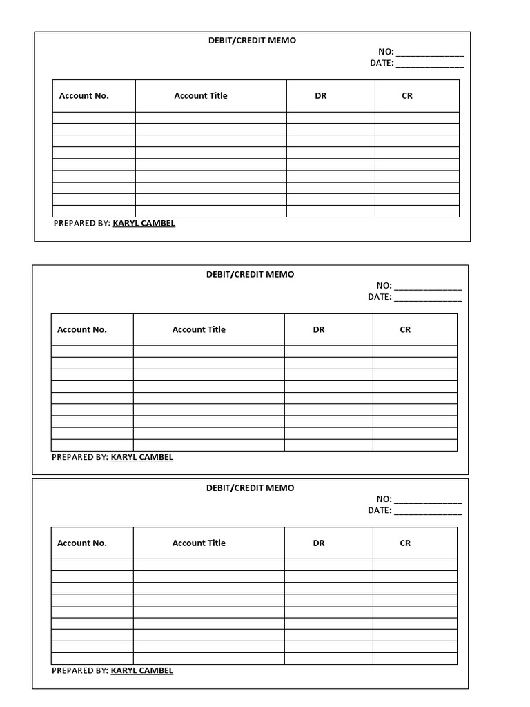 Debit Credit Memo | PDF