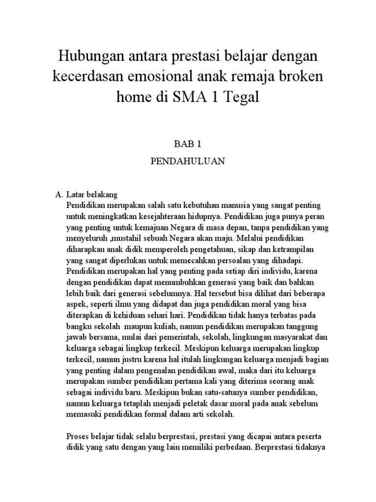 Prestasi Belajar Remaja Broken Home | PDF