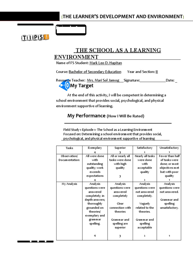 Field Study 1 Answers Episode 1 | PDF | Learning | Classroom