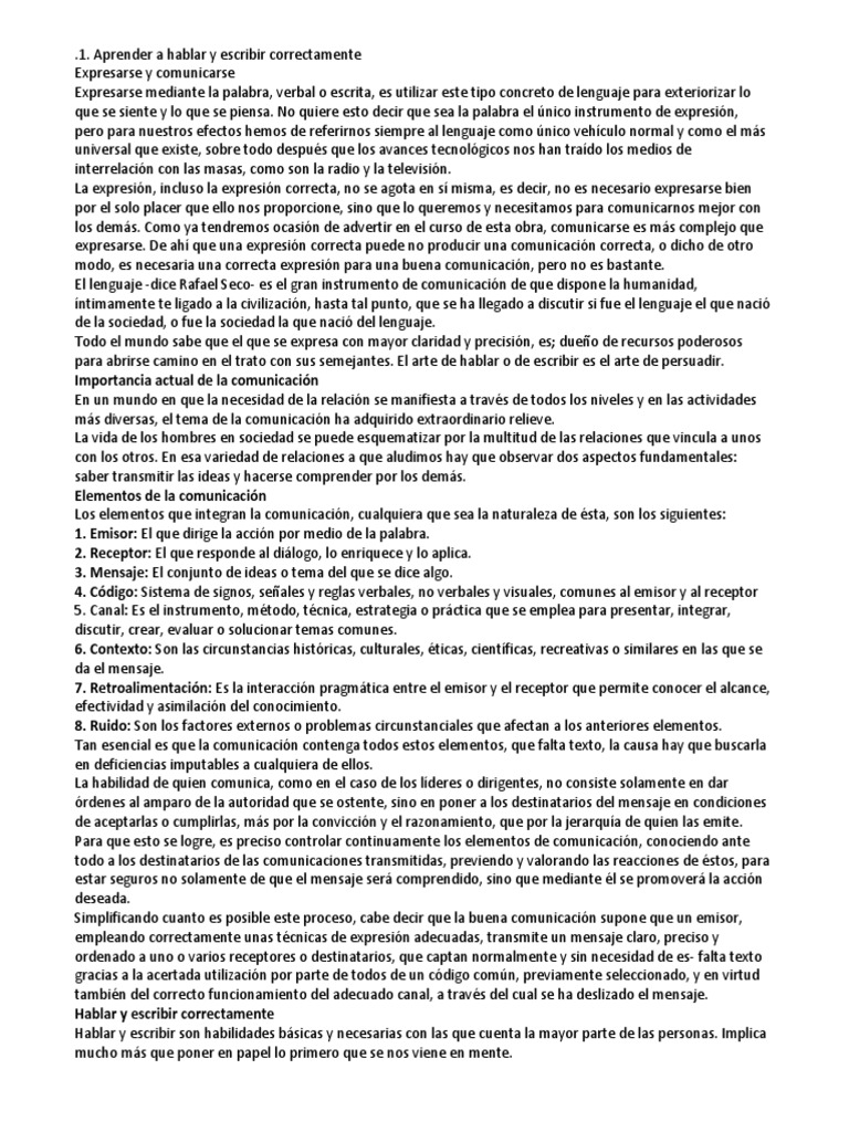 Aprender A Hablar y Escribir Correctamente | PDF | Comunicación ...