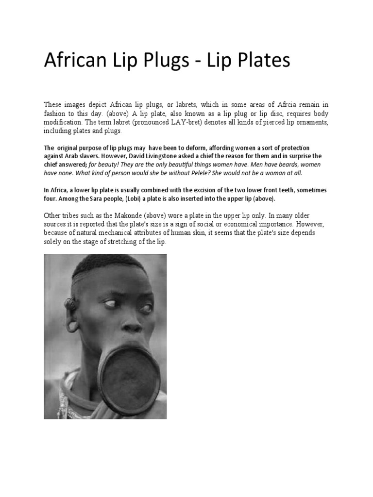Ccu African Lip Plugs | PDF | Human Body | Human Appearance