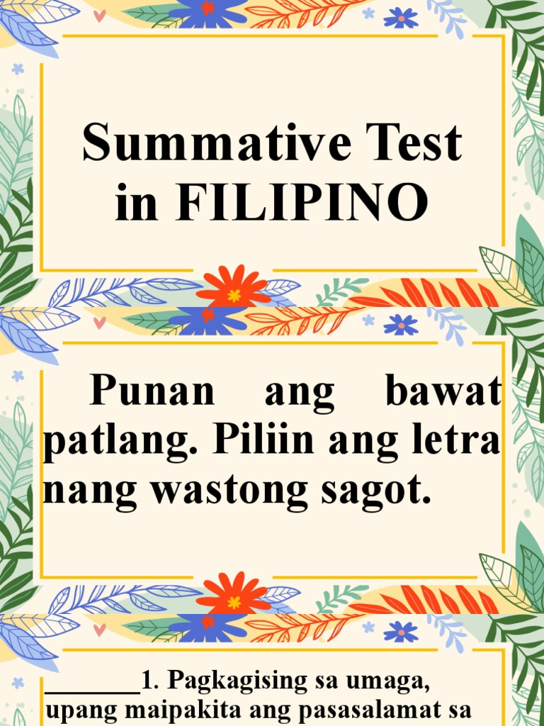 Summative Test in Filipino | PDF