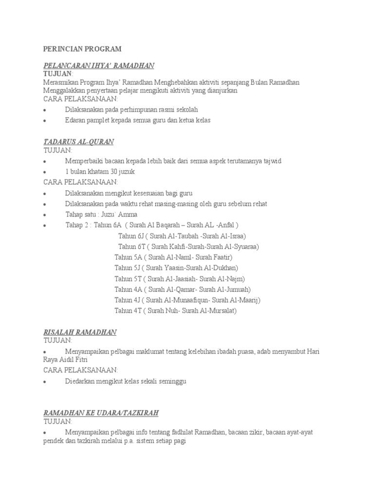 Perincian Program | PDF