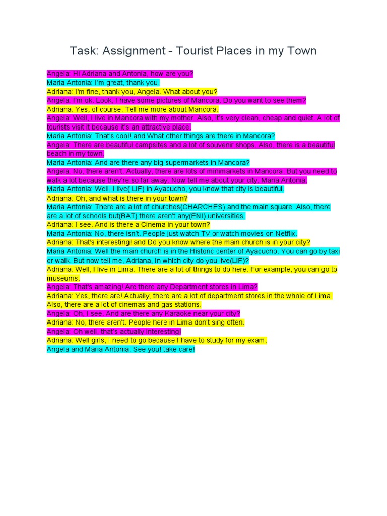 Task - Assignment - Tourist Places in My Town | PDF Task - Assignment - Tourist Places in My Town | PDF
