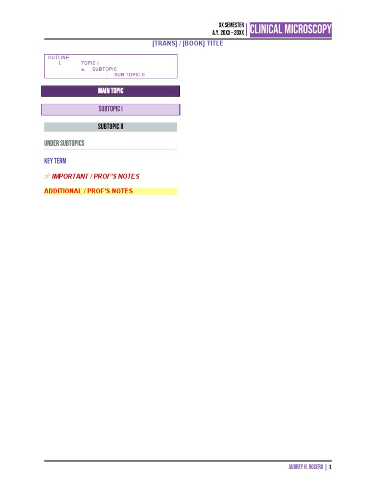 Clinical Microscopy Course Outline | PDF