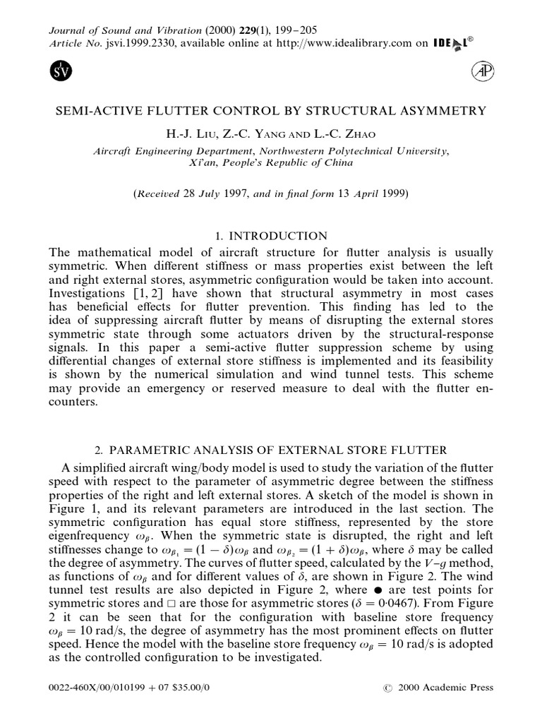 Simi-Active, Flutter Control. Asimetric | PDF | Asymmetry | Wind Tunnel