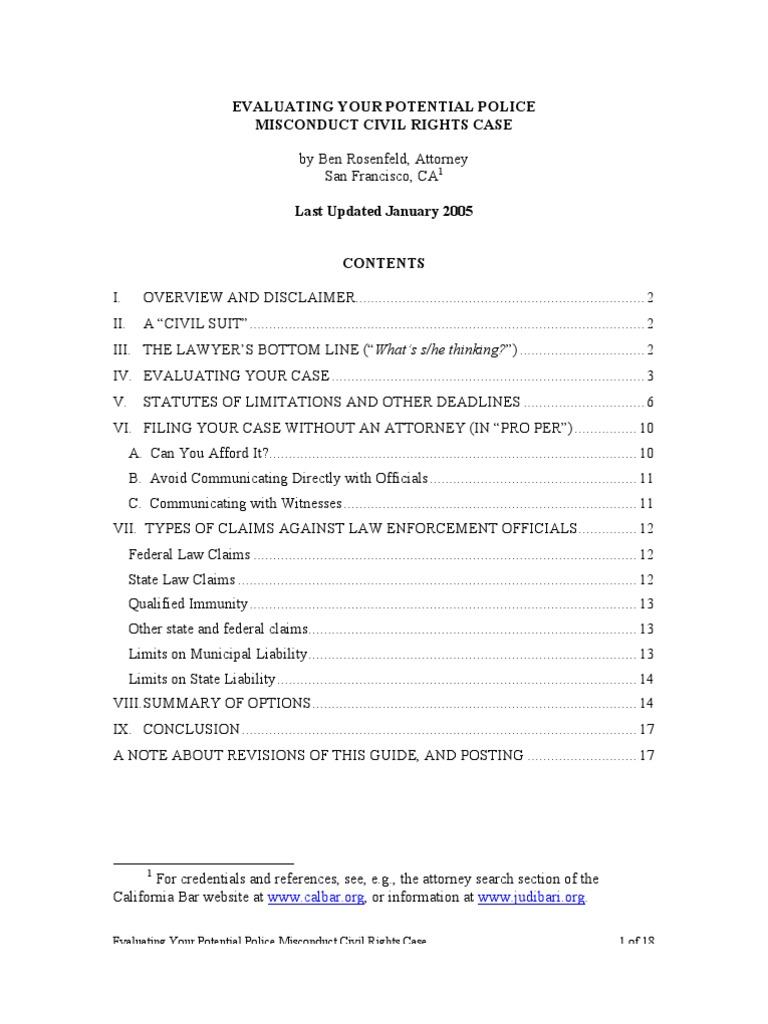 Police Misconduct by Ben Rosenfeld Attorney For Judi Bari | PDF ...