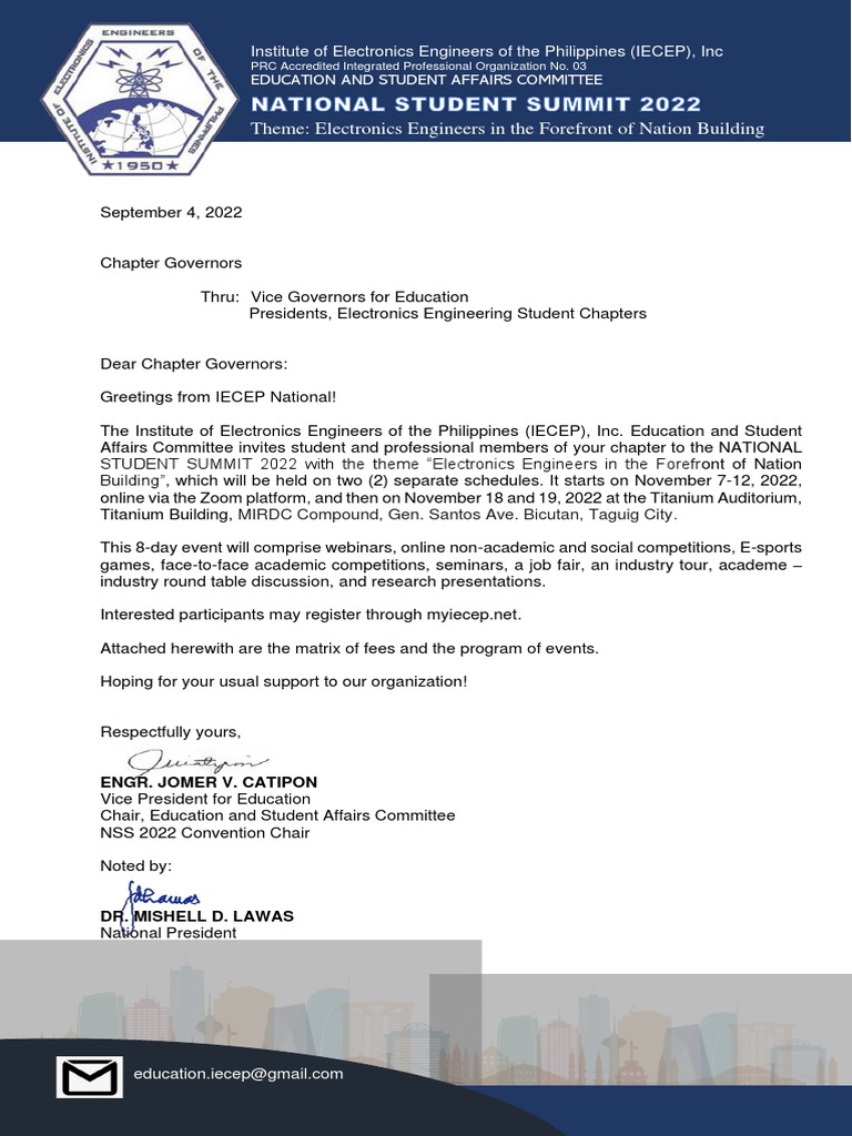 NSS 2022 Invitation For Governors | PDF | Electronics