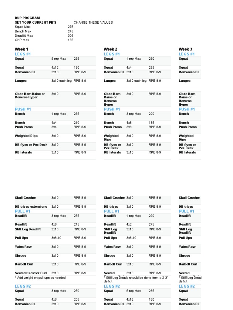 DUP Program | PDF | Athletic Sports | Management Of Obesity