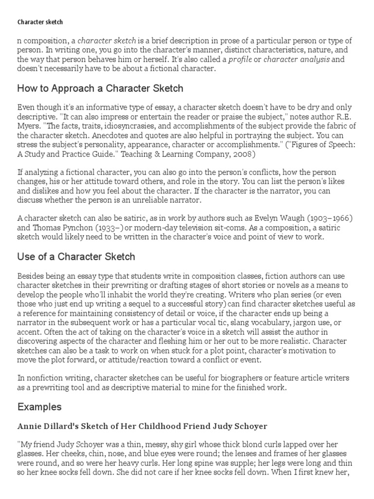 Character Sketch | PDF | Narrative | Essays