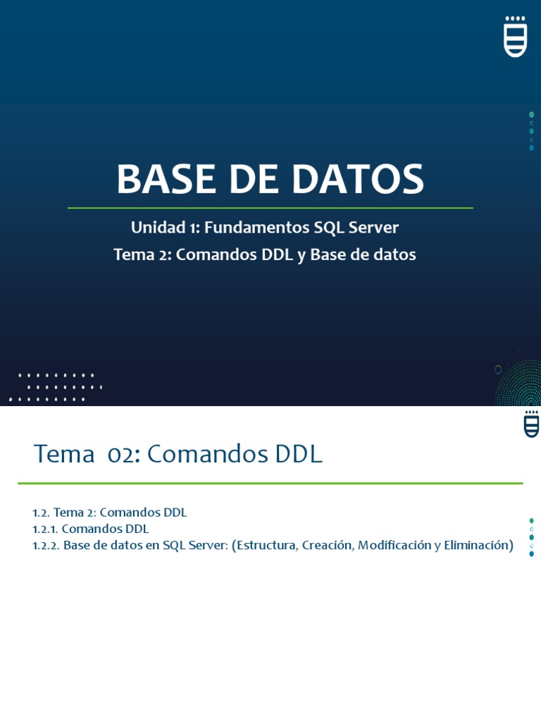 PPT 2022 02 U01 T02 Base de Datos (4685) | PDF | Servidor SQL de ...