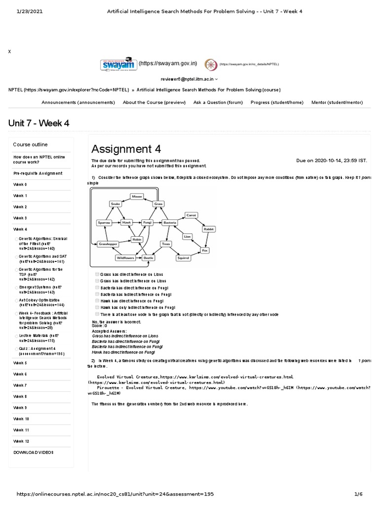 Noc20 Cs81 Assignment 01 Week 04 | PDF | Genetic Algorithm | Mathematical Optimization