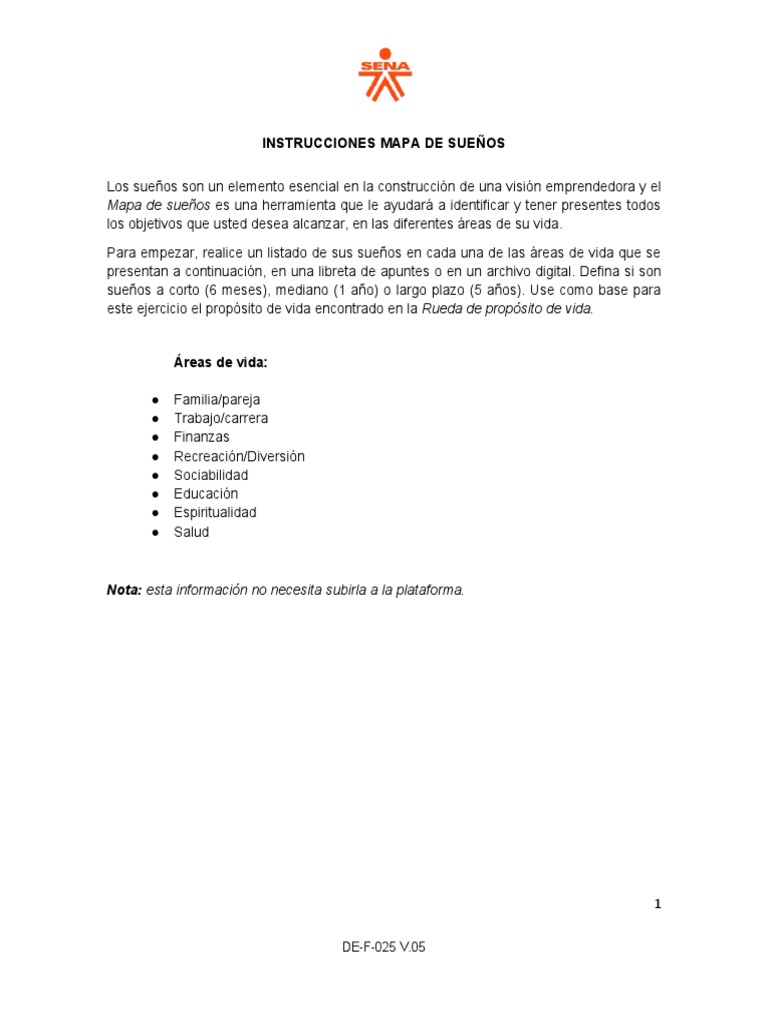 1 1 Taller Con Instrucciones Mapa De Sueños Pdf