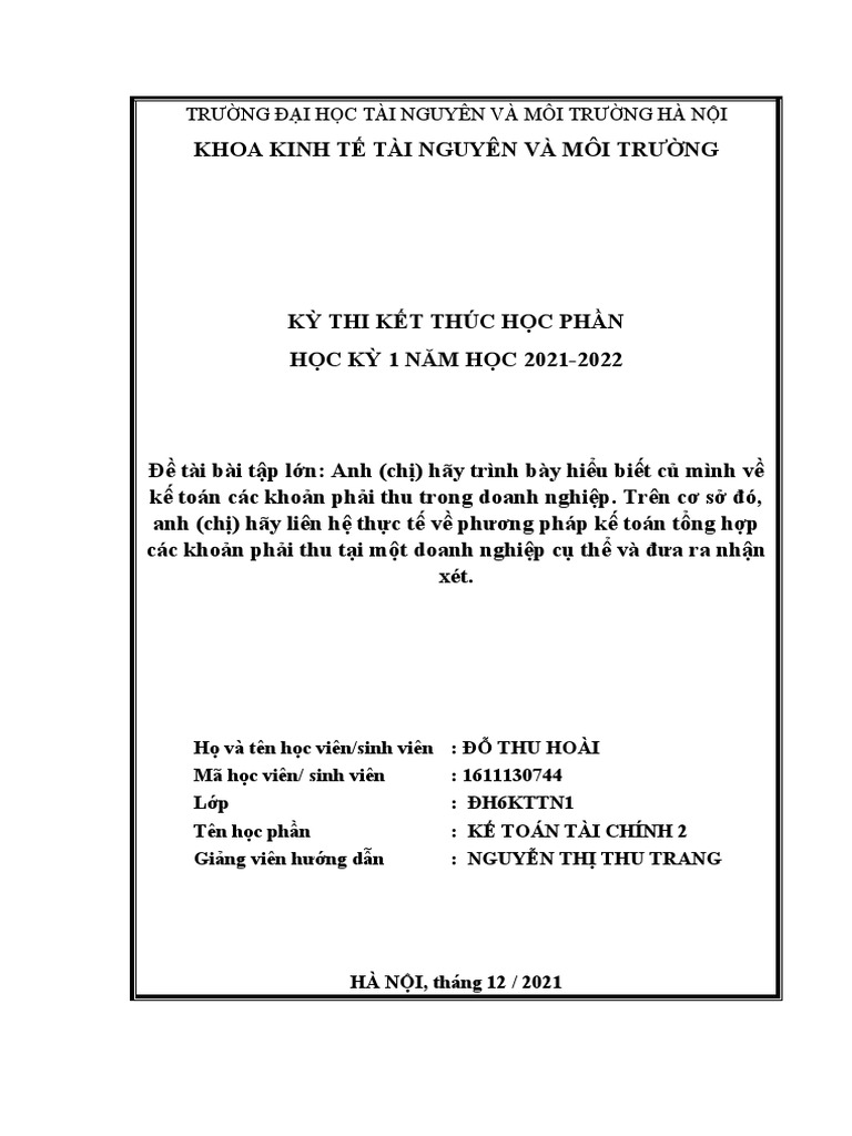 Bài thi KTTC 2 | PDF