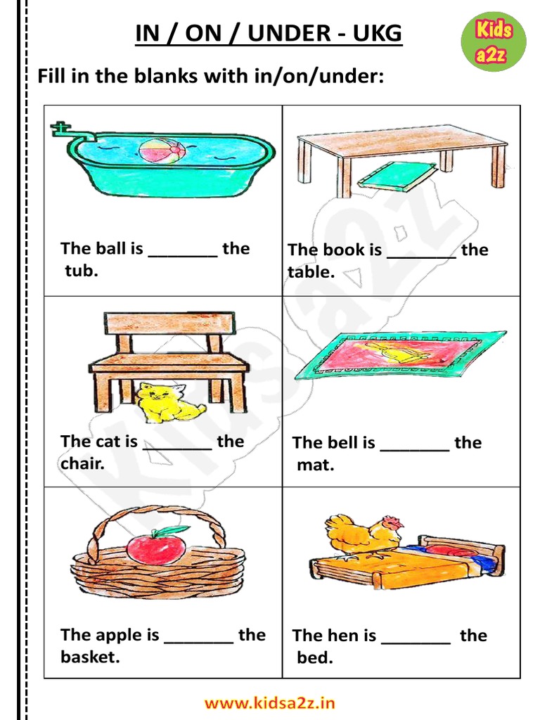 In On Under Ukg English Worksheet 1 | PDF | Foreign Language Studies ...