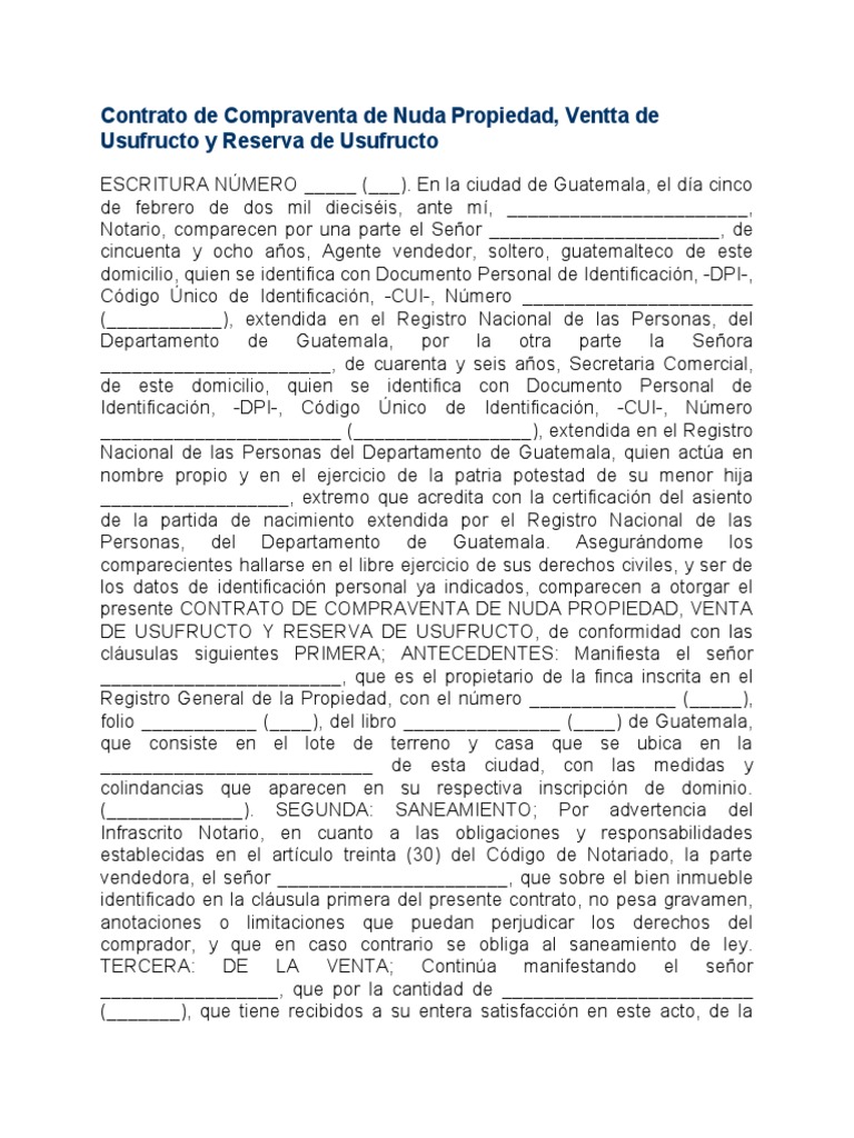 Compraventa de Nuda Propiedad y Usufructo | PDF | Propiedad | Ley común