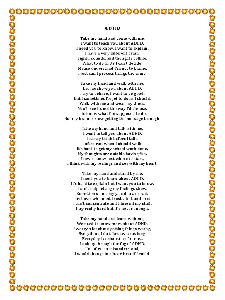 A D H D Poem | PDF