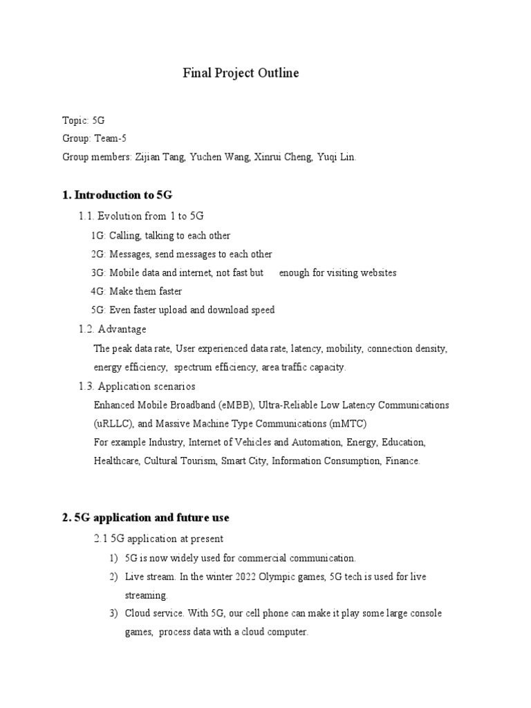 Final Project Outline - Team - 5 | PDF