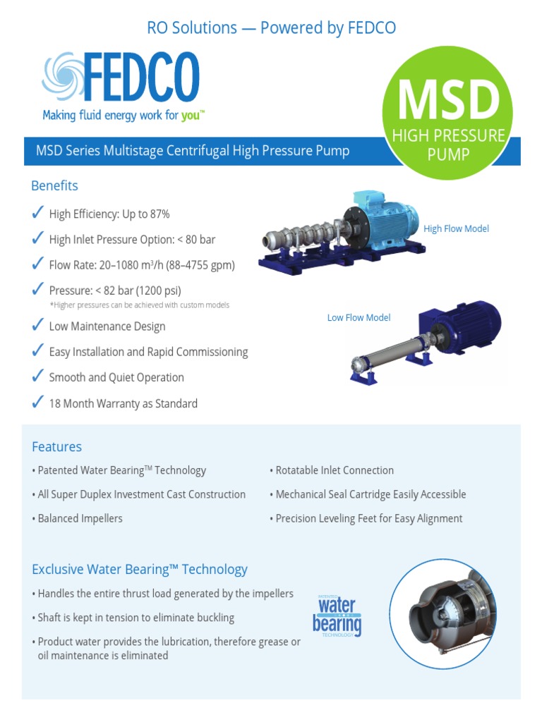 FEDCO MSD High Pressure Feed Pump Flyer PDF | PDF | Pump | Applied And ...