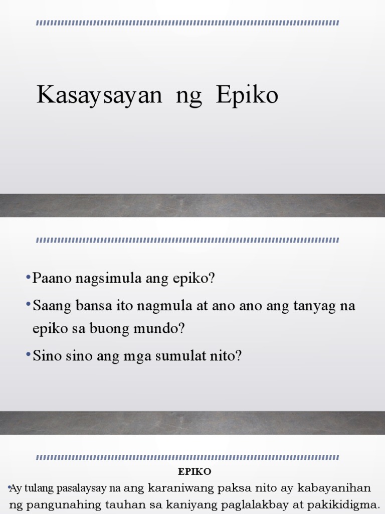 Kasaysayan NG Epiko | PDF Kasaysayan NG Epiko | PDF