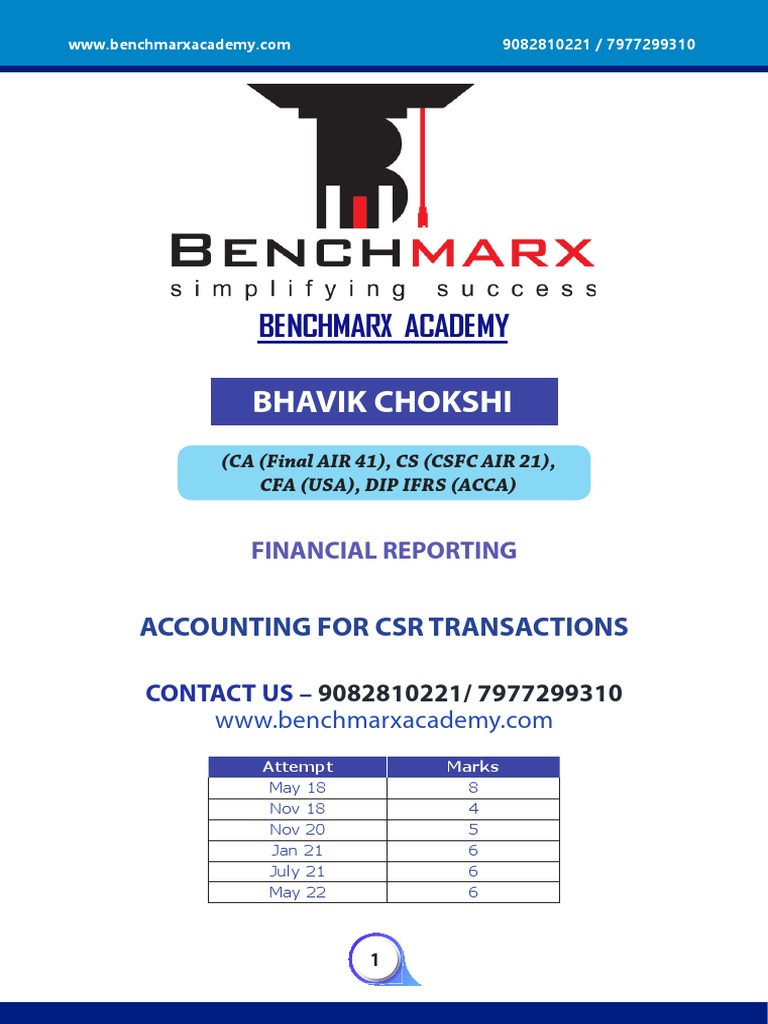 CSR Accounting Treatment Overview | PDF | Corporate Social ...