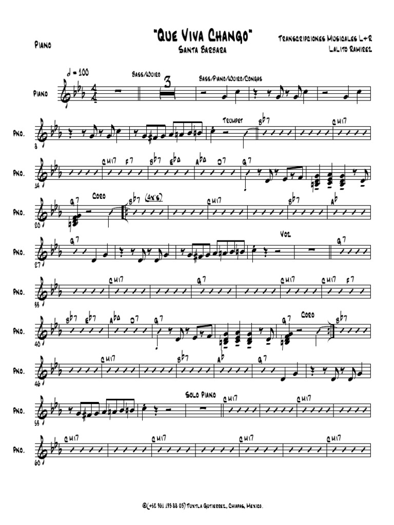 Que Viva Chango - Piano | PDF