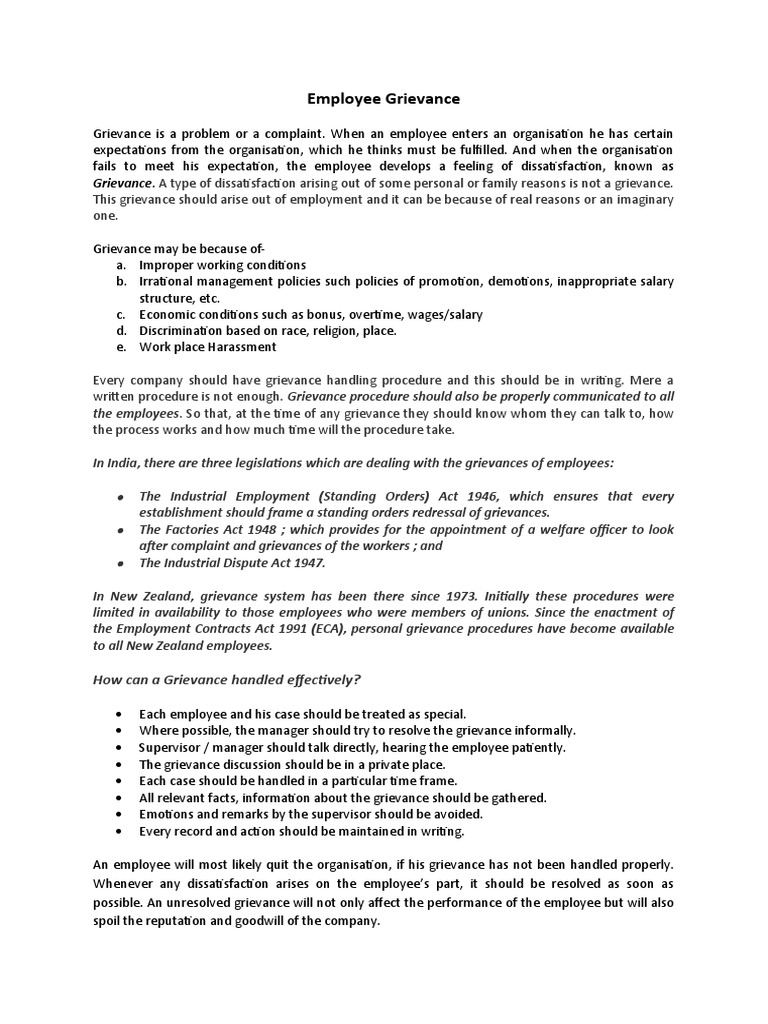 Employee Grievance | PDF | Employment | Salary
