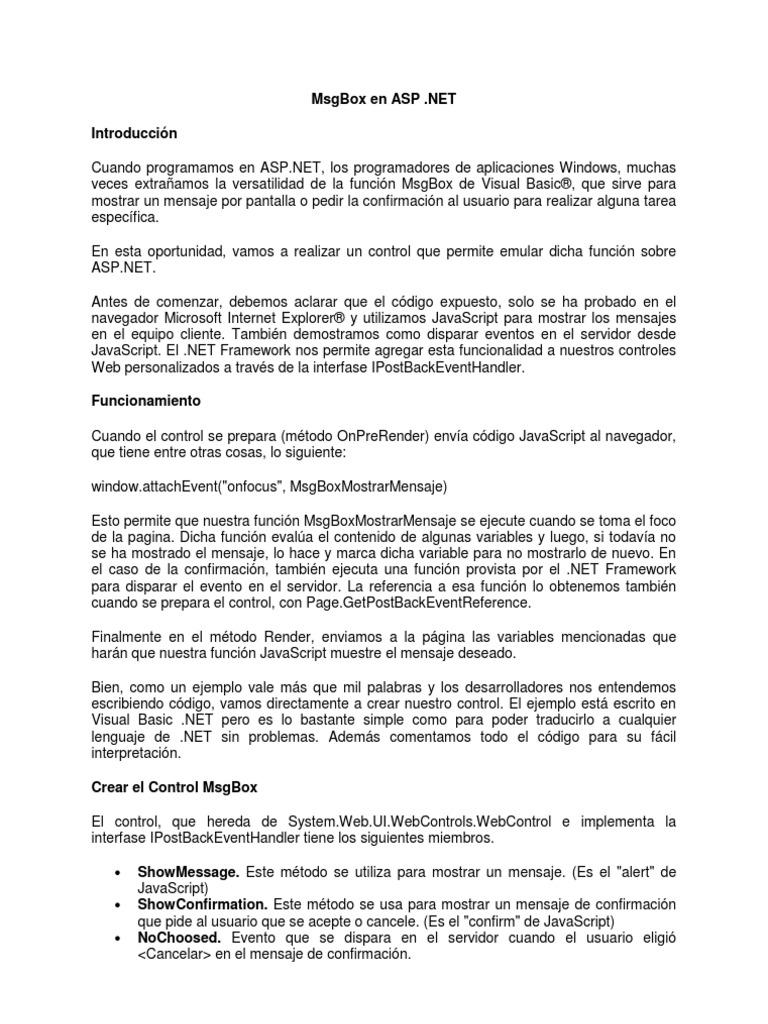 Msgboxenaspnet | PDF | Script Java | Páginas del servidor activo