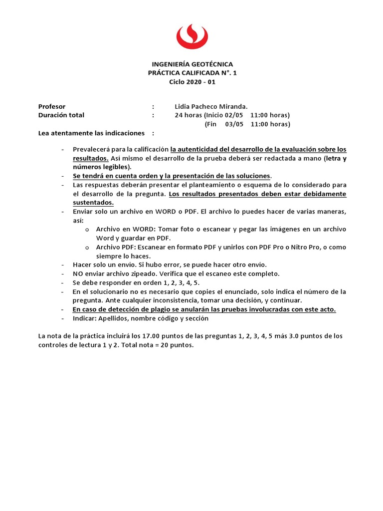 PC N 1. CI169 Ingenier A Geot © Cnica | PDF | Fundación (Ingeniería) | Ingeniero civil