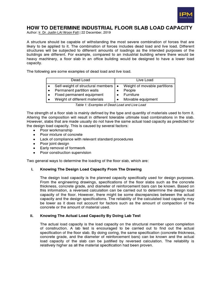 Industrial Floor Slab Load Capacity Guide | PDF | Structural Load ...