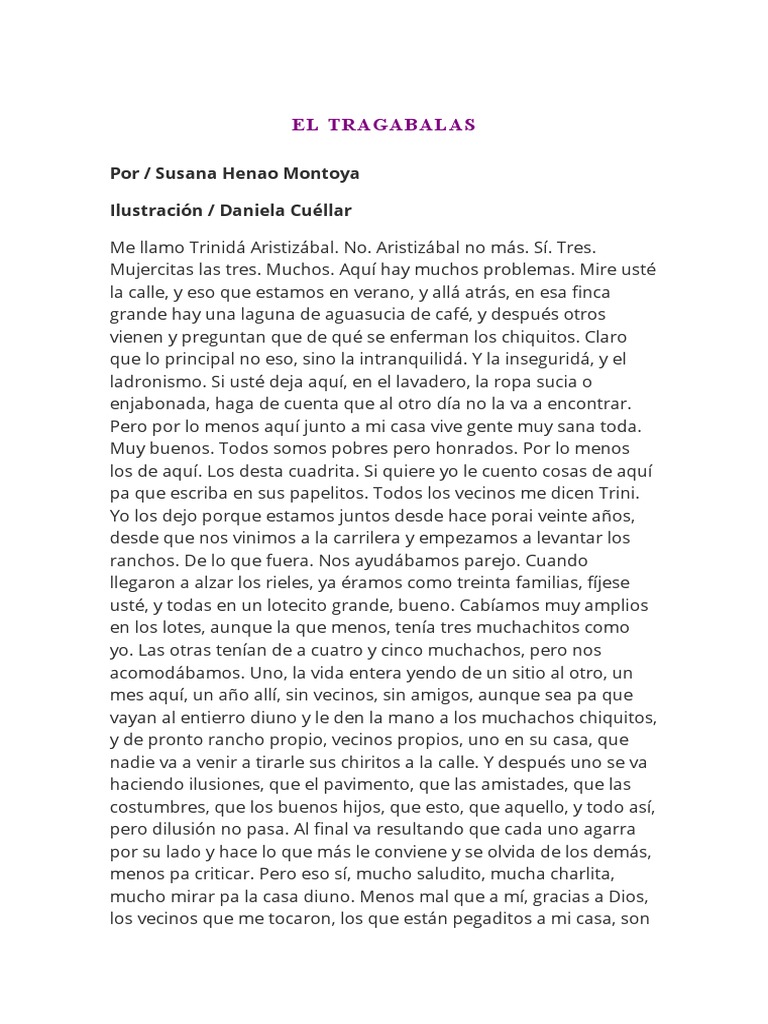 EL TRAGABALAS - Cuento Susana Henao | PDF