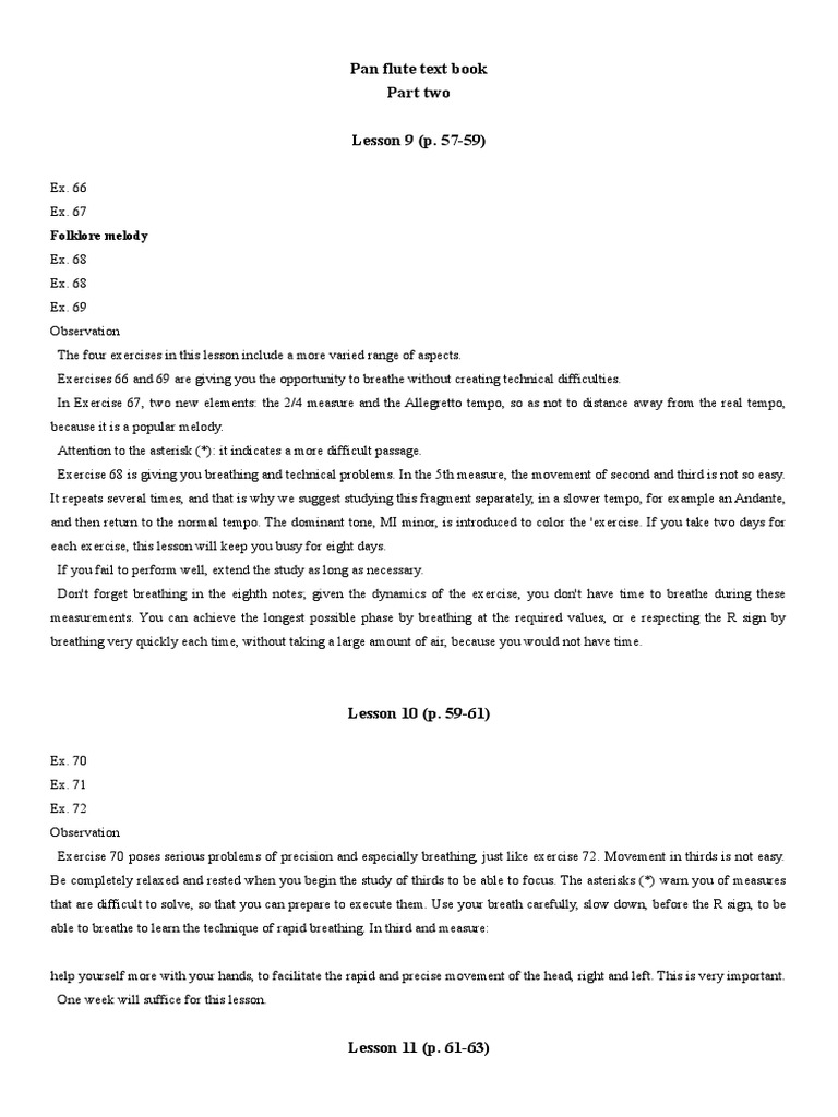 Pan Flute Text Book. The Second Part 4 | PDF | Tempo | Music Theory