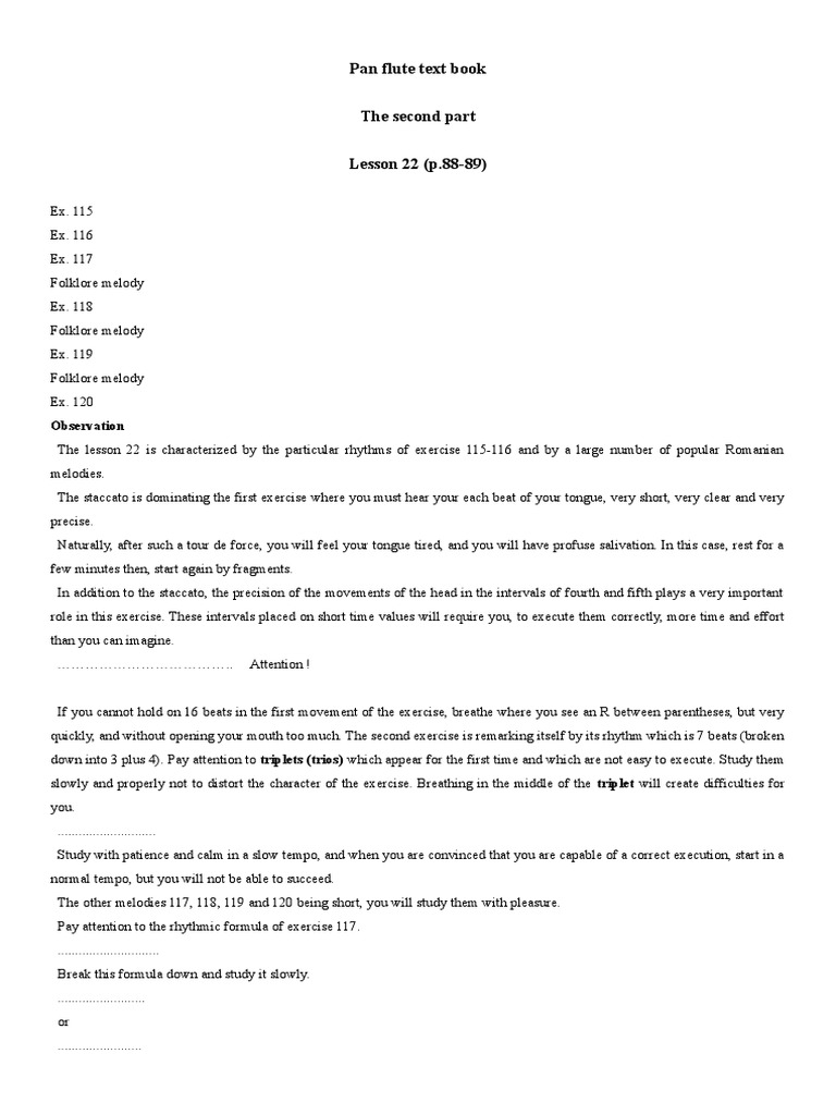 Pan Flute Text Book. The Second Part 6 | Download Free PDF | Tempo ...