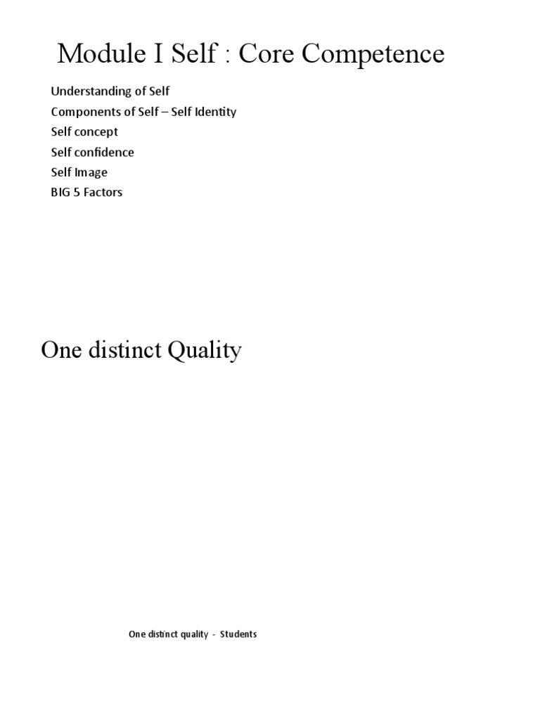 Module I Self | PDF | Self Concept | Self Esteem