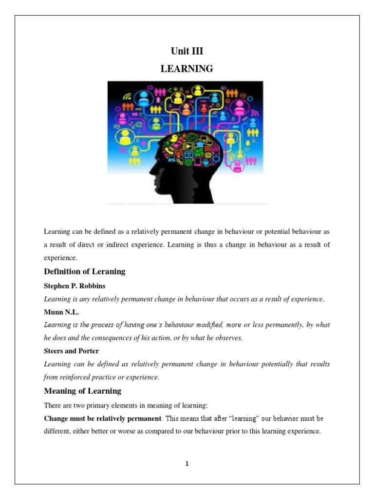 Unit III Learning | PDF | Learning | Classical Conditioning