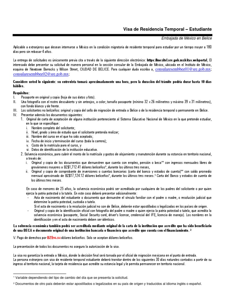 Visa de Residencia Temporal - Estudiante Esp | PDF | Visa de viaje