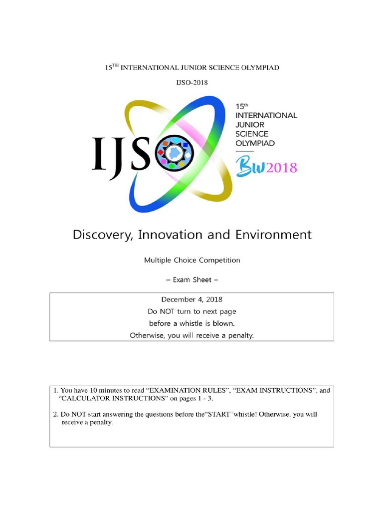 IJSO 2018 MCQ Question Paper | PDF