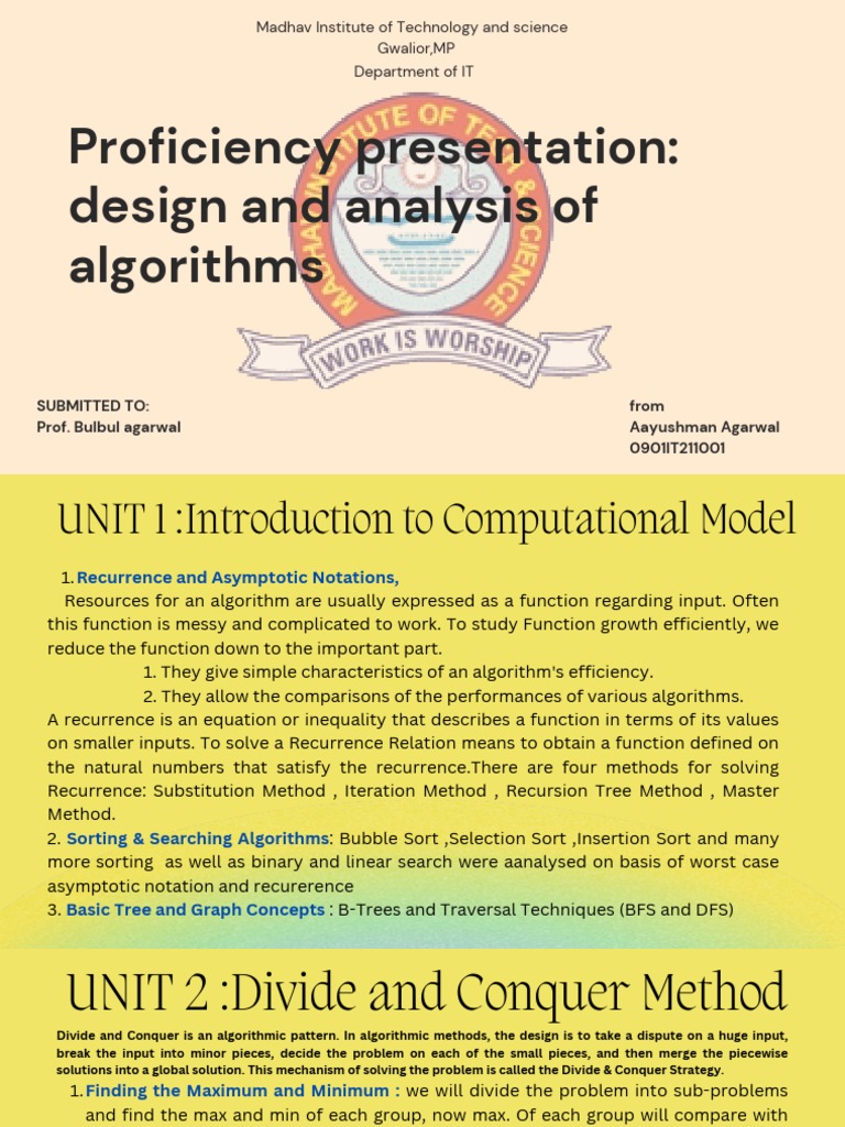 Proficiency Presentation: Design and Analysis of Algorithms | PDF | Time Complexity ...