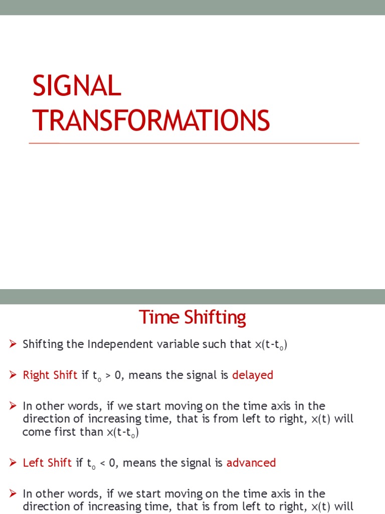 Signal Transformations and Time Shifting | PDF