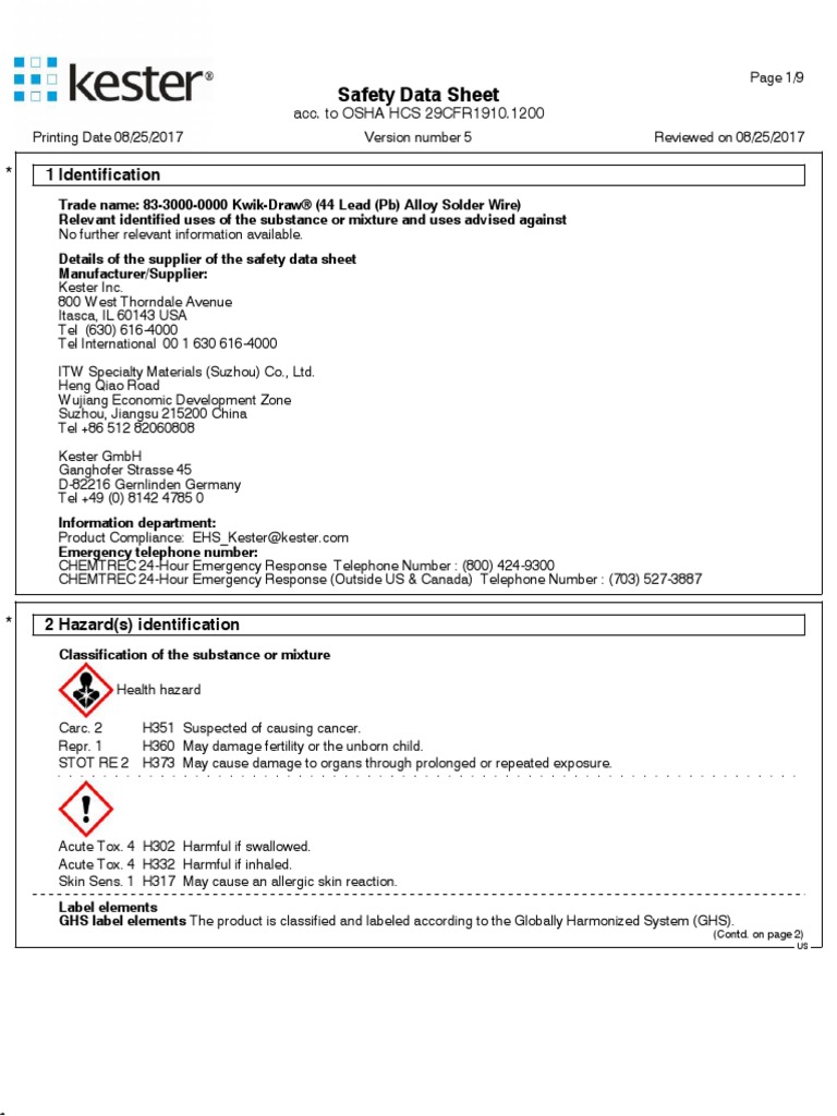 SDS - 83 3000 0000 | PDF | Working Conditions | Occupational Safety And ...