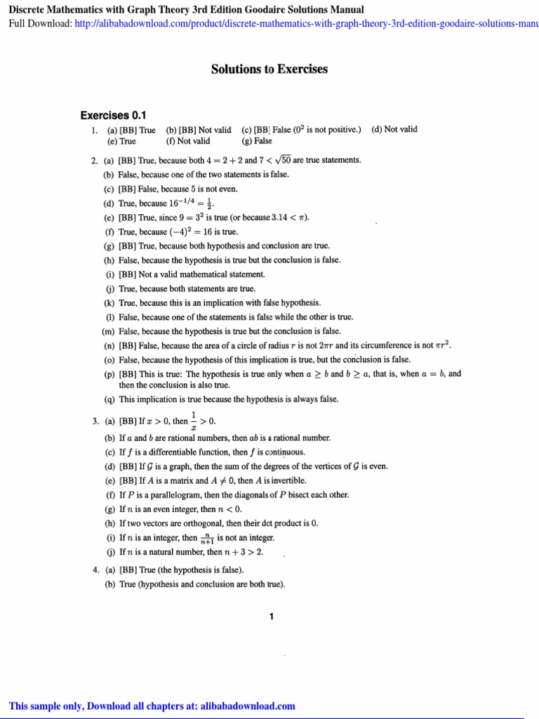 Discrete Mathematics With Graph Theory 3rd Edition Goodaire Solutions ... Discrete Mathematics With Graph Theory 3rd Edition Goodaire Solutions ...
