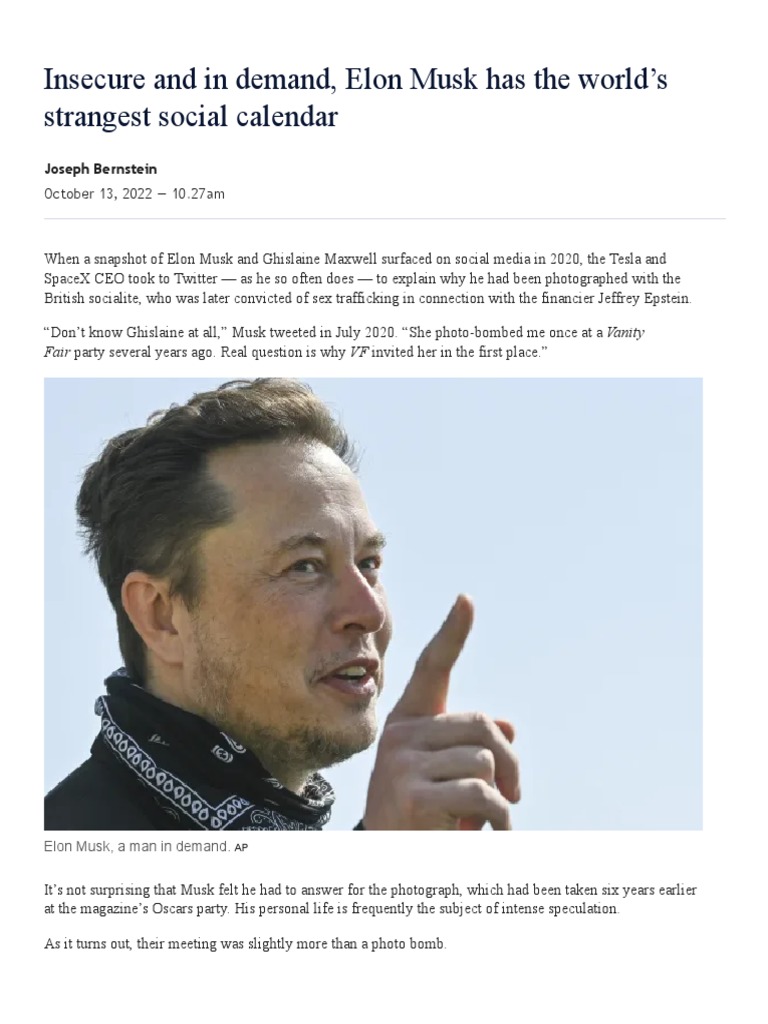 Elon Musk's Strange Social Calendar | PDF | Elon Musk