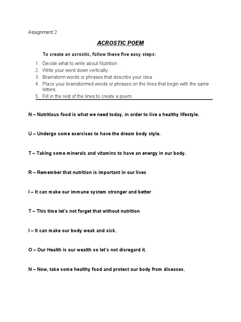 Acrostic Poem | PDF | Self-Improvement | Wellness
