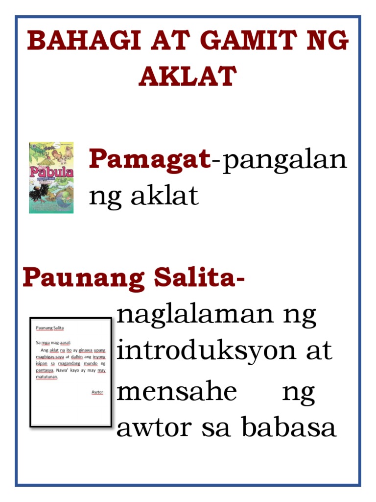BAHAGI AT GAMIT NG AKLAT Tarpapel | PDF