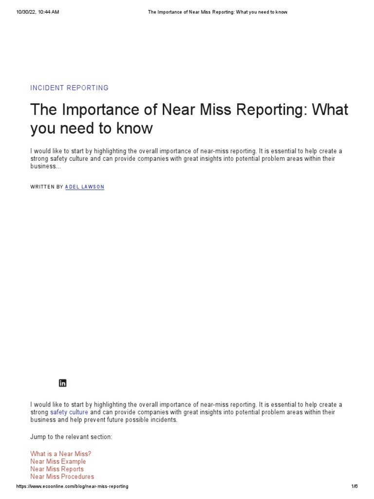 Importance of Near Miss Reporting | PDF | Incentive | Expert