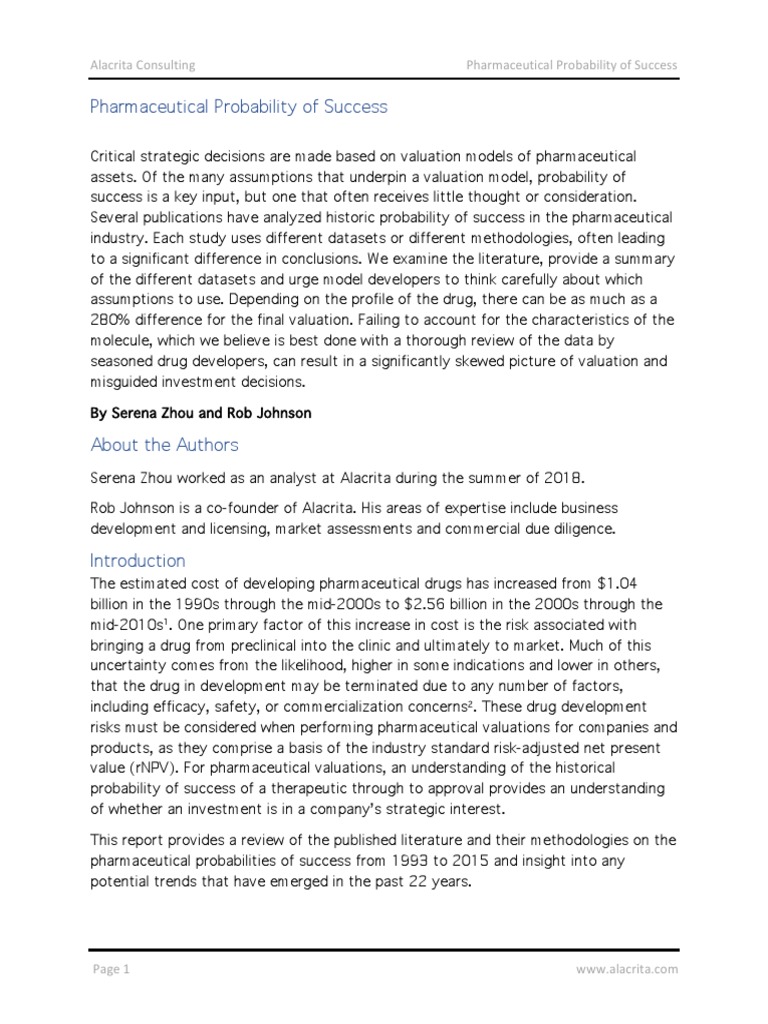 Pharmaceutical Success Probability Trends | PDF | Clinical Trial ...