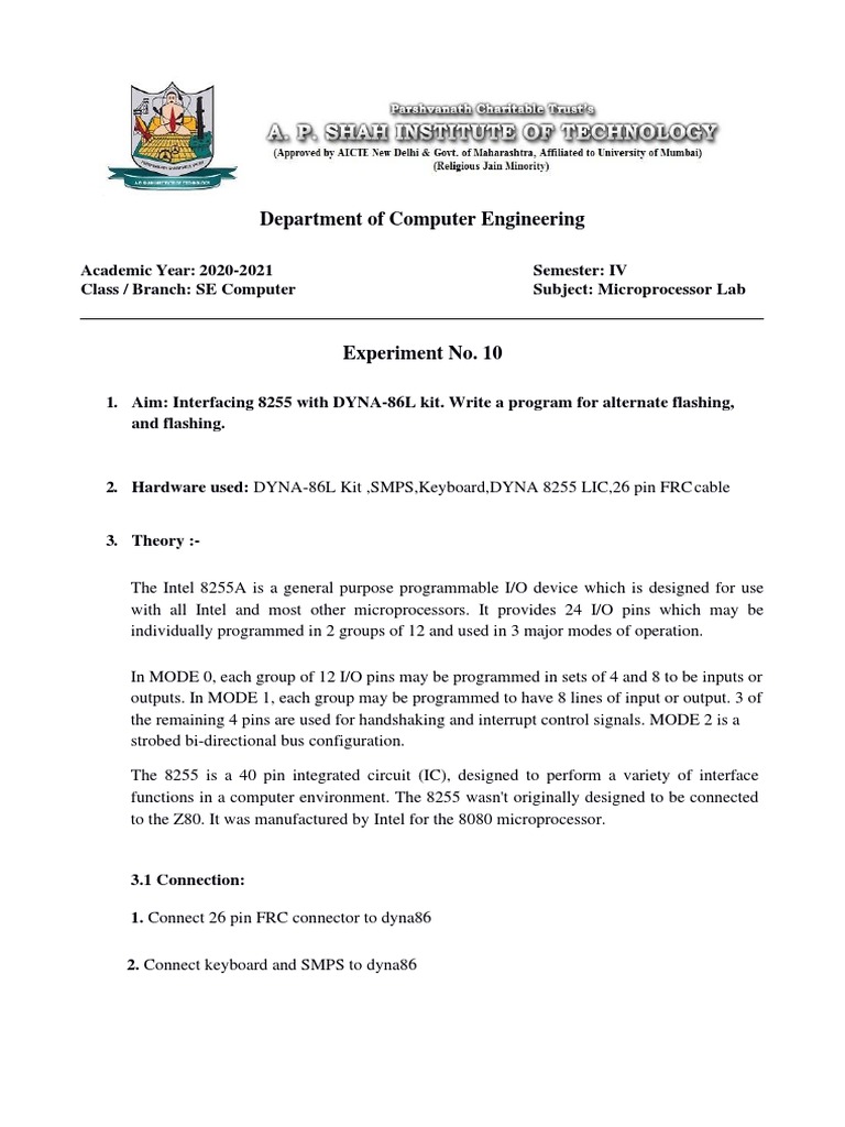 MP Exp10 - Interfacing Lab Manual | PDF | Input/Output | Office Equipment MP Exp10 - Interfacing Lab Manual | PDF | Input/Output | Office Equipment